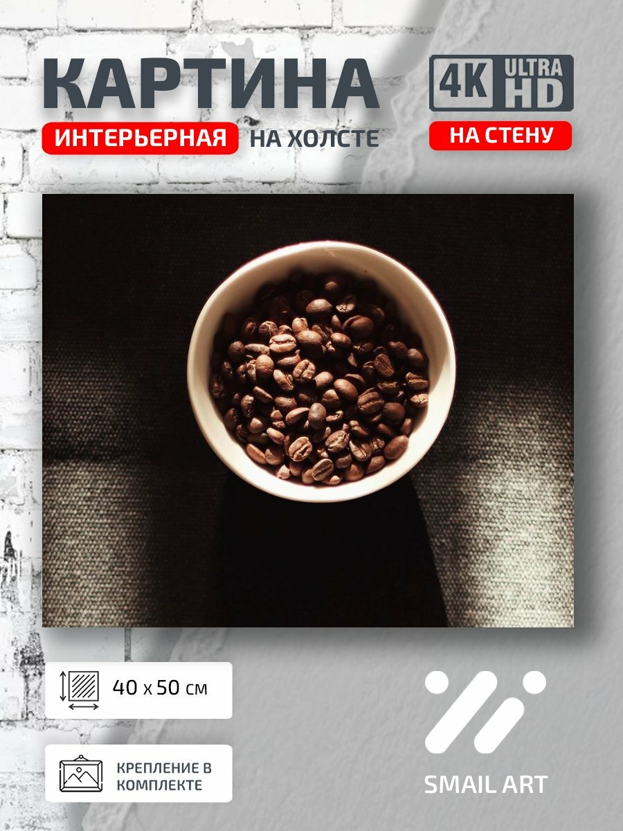 Картина на холсте интерьерная 40 на 50 на стену Чашка Food для кухни кулинария интерьер