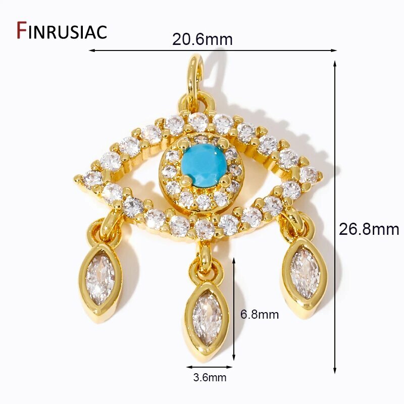 Подвески для ожерелий FINRUSIAC, позолоченные, греческий глаз 2 Pcs, 18K Gold Plated