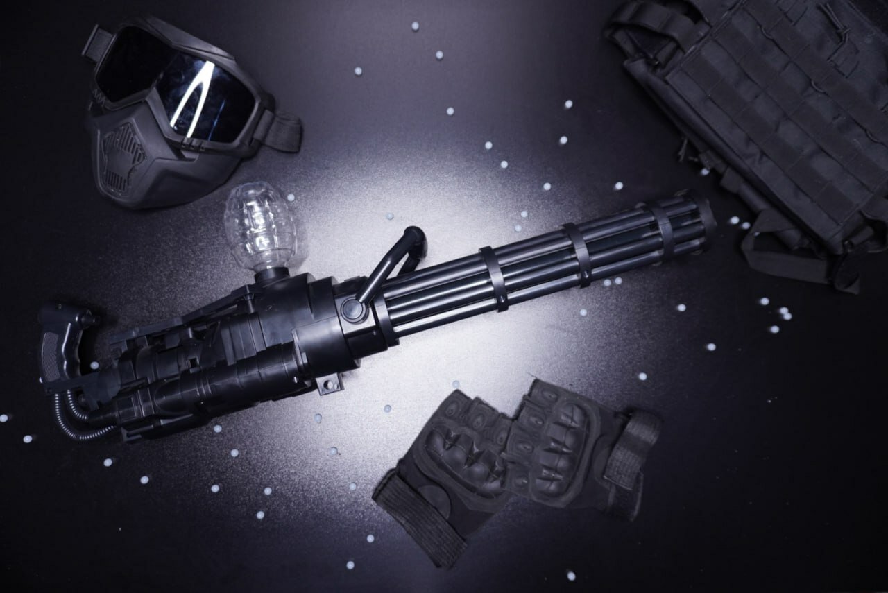 Набор Орбиз M134 Gatling MIMIGUN стреляет мягкими шариками, гидрогеилевый автомат, гидробольный Миниган(Чёрный)