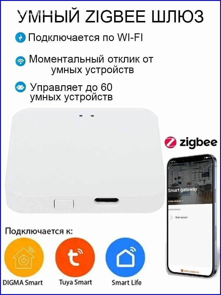 Шлюз Tuya Smart с поддержкой ZigBee 3.0, Bluetooth и Mesh Hub для премиум управления умным домом через мобильные приложения реализован в многорежимном формате