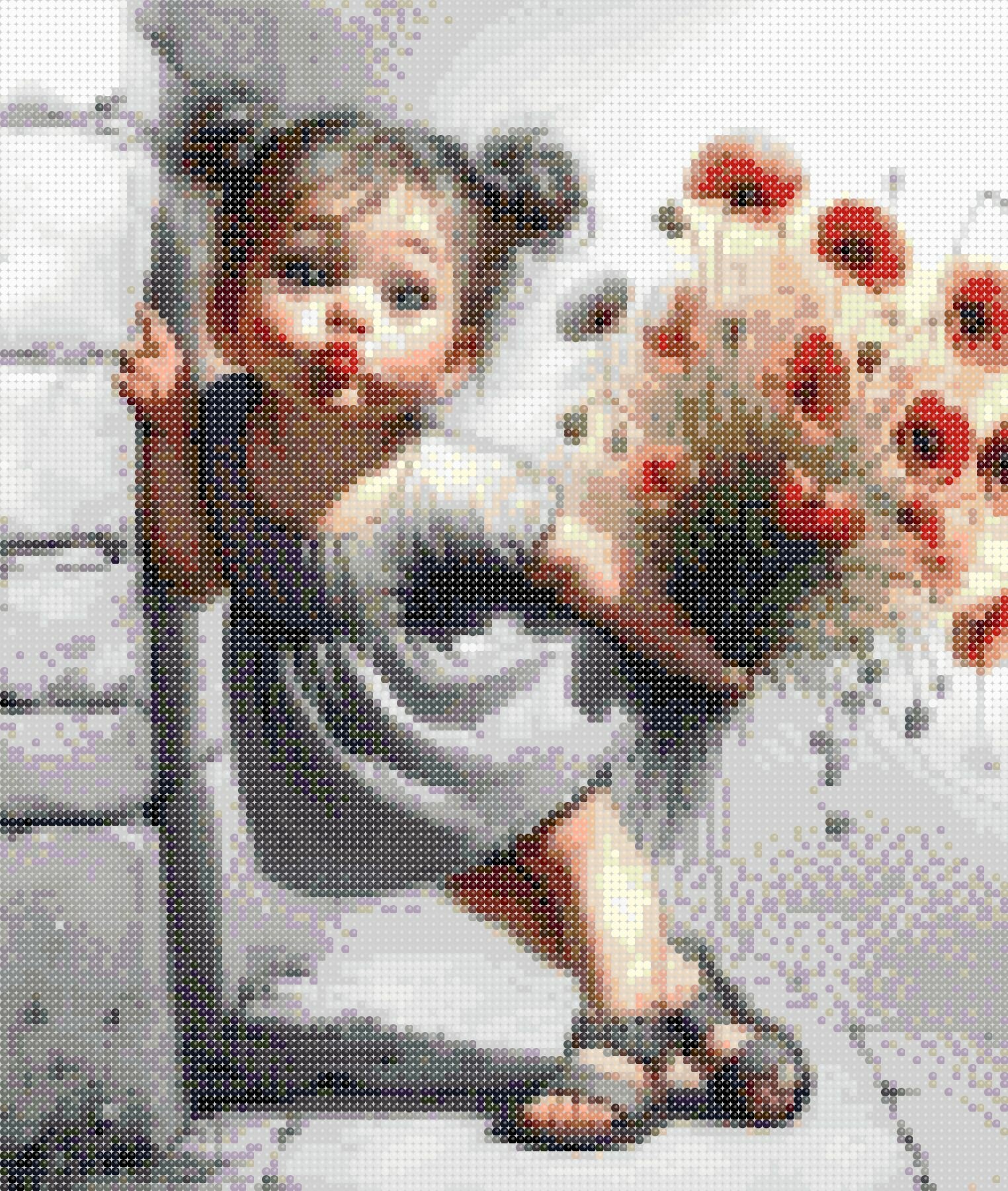 Схема вышивки бисером Милая кокетка (без бисера) 127х150 стежков (25х30 см) 56 цвета