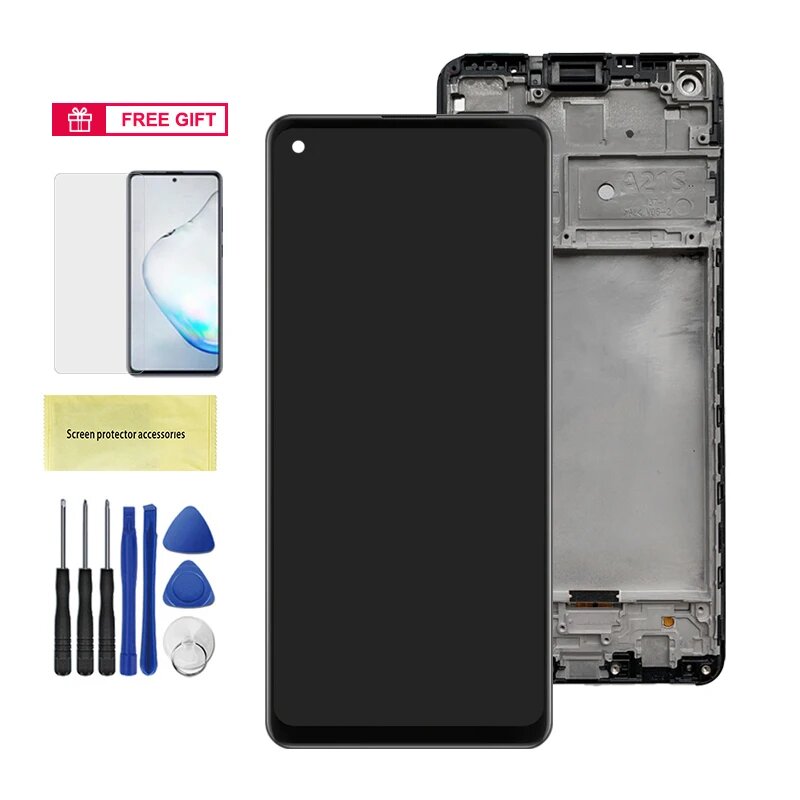 ЖК-дисплей 6,5 дюйма A21S A21 для Samsung Galaxy A21s A217F/DS, сенсорный экран с рамкой для Samsung Galaxy A21 A215U, цифровая сборка A21S with Frame