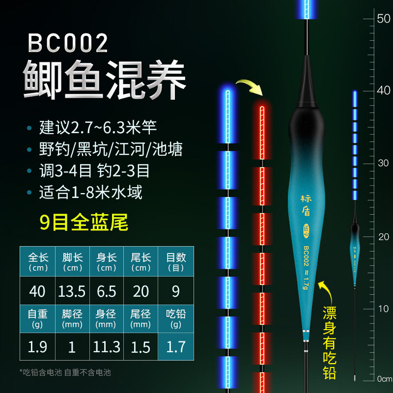 Ветроустойчивый, противоскользящий, светящийся поплавок с индикатором поклевки, меняющим цвет, с полностью синим холодным светом на хвосте, электронный поплавок для дневной и ночной рыбалки, подходит для дикой ловли карася.