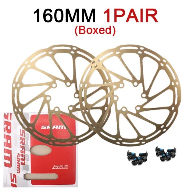 2 шт. SRAM тормозные роторы Bicycle centerline серебристые/радужные/золотые 160-160 Gold