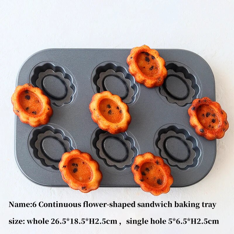 Форма для торта из углеродистой стали 6-ти формочек Оранжевый, Flower-shaped pan