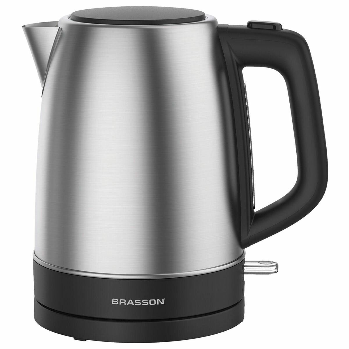 Чайник электрический Brasson KT-040, 1,7л, 2200Вт, индикатор уровня воды, сталь, черный (455192)