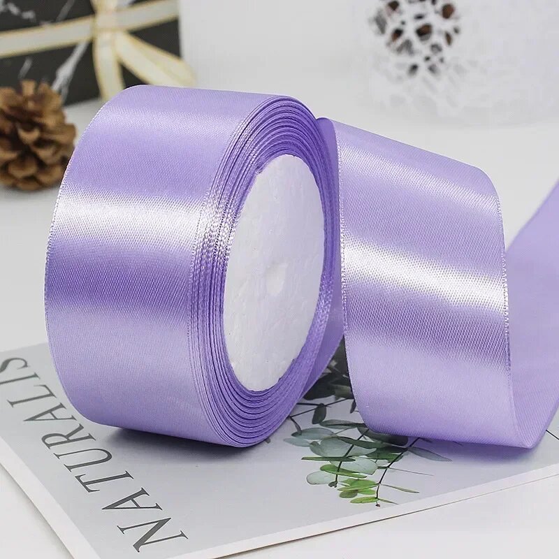 Мerylover атласные ленты 6/10/15/20/25/40/50 мм 25 ярдов Сиреневый, light purple, ribbon 40mm