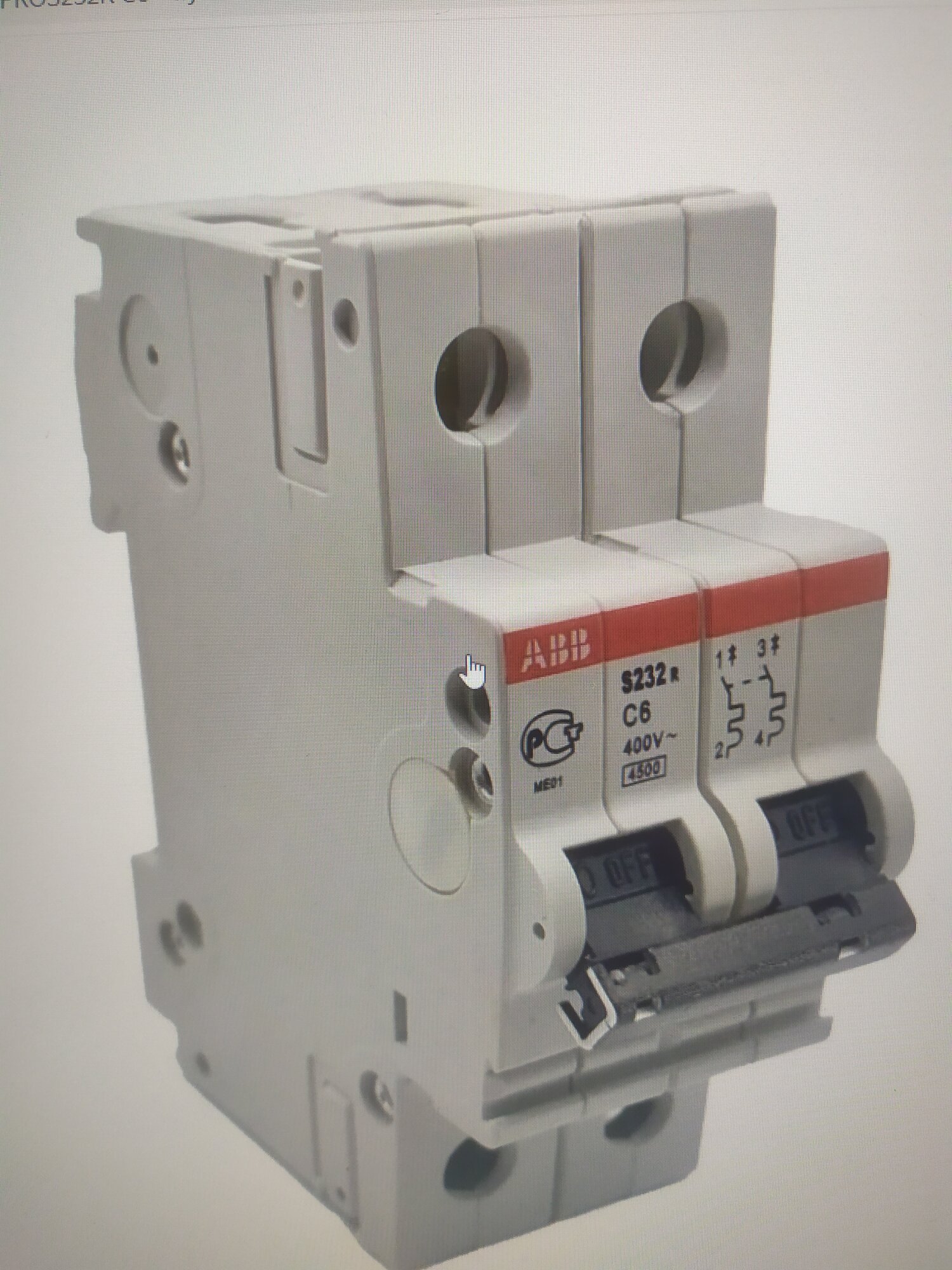 Автоматический выключатель ABB S232R C6, 4,5кА, PROS232R C6 2п серый