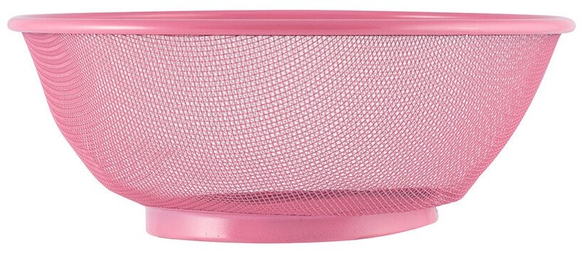 Дуршлаг, металлический, с ПВХ-покрытием, розовый, 24,5см, 1 шт