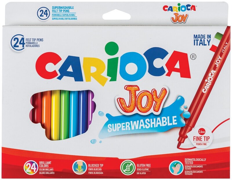Фломастеры Carioca "Joy", 24цв, смываемые, картон, европодвес