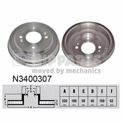 Барабан тормозной Nipparts n3400307 для Kia Picanto