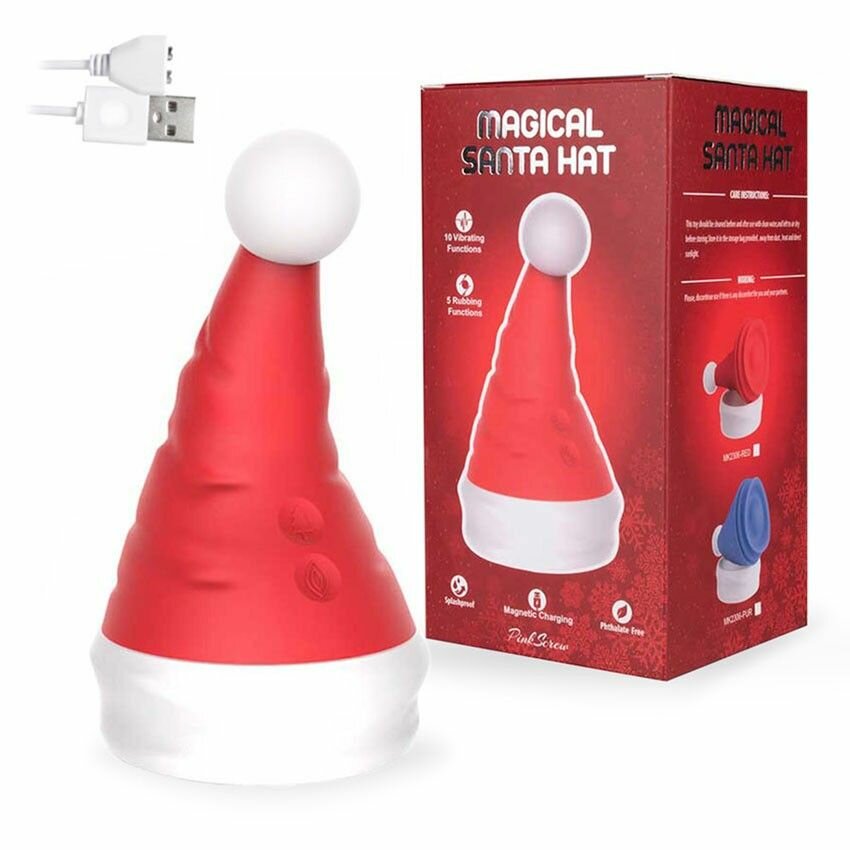 Вибростимулятор в форме колпака Magical Santa Hat, красный