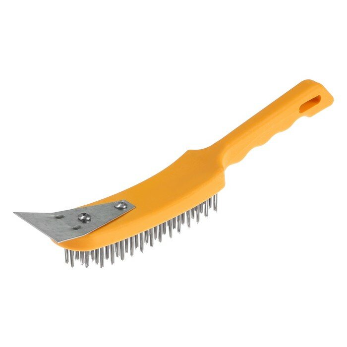 Щетка металлическая ручная тундра, со шпателем, пластиковая рукоятка, 6-рядная, 10221916
