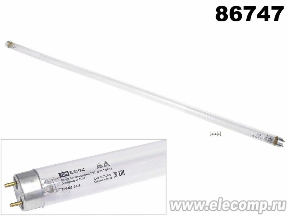 Лампа T8 30W (895мм) TDM (UVC)