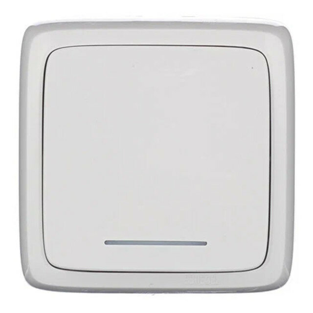 HEGEL Alfa Slim 1-клавишный переключатель с индикацией белый корпус для монтажной панели