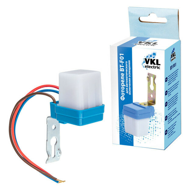 Фотореле VKL Electric 6А IP44 макс нагрузка 1300 ВА для наружной установки.