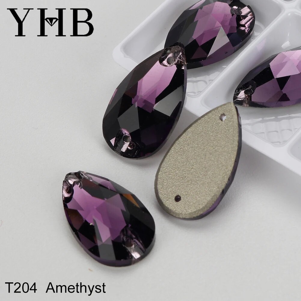 Стразы YHB фиолетовые T204 Amethyst 10.5x18 мм 24шт