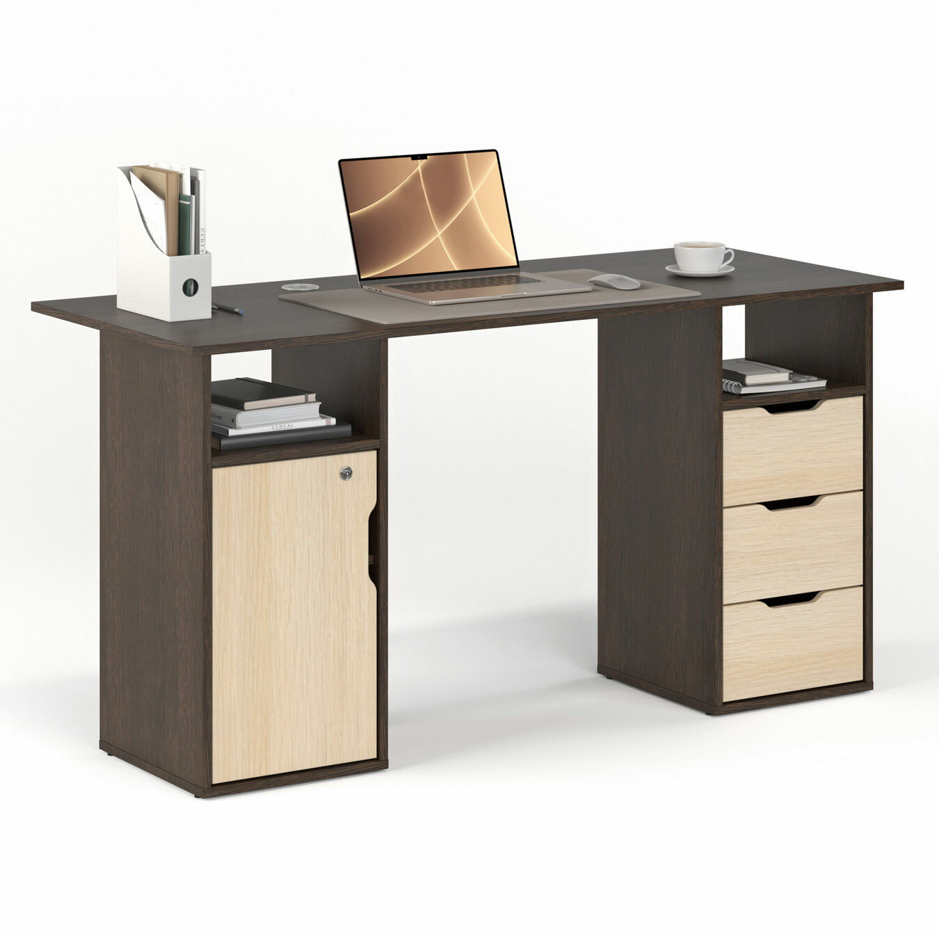 Письменный стол 7075 (цвет: венге, дуб молочный)