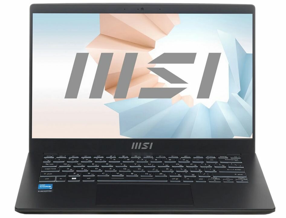 14" Ноутбук MSI Modern 14 C12M-231RU (9S7-14J112-231) черный - 1920x1080, IPS, Intel Core i3-1215U, ядра: 6 x 1,2 ГГц, 8 ГБ, SSD 256 ГБ, Intel UHD Graphics, Windows 11 Home
