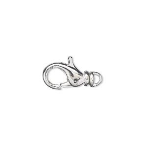 Застежка, 18х9мм, карабин, с вращающимся кольцом, базовый материал - латунь, посеребренный, 1 шт.