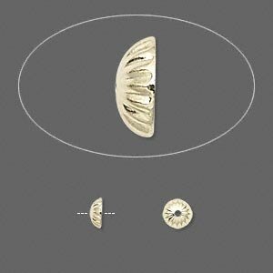 Шапочка для бусин (обниматель), 5х2мм, круглый, ребристый, базовый материал - латунь, позолоченный, 50 шт.
