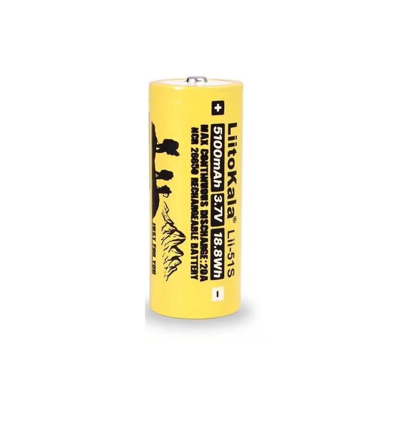 Аккумулятор Li-Ion LiitoKala 26650 Lii-51S (high top) 5100 mAh 20A 3.7В (1шт.)