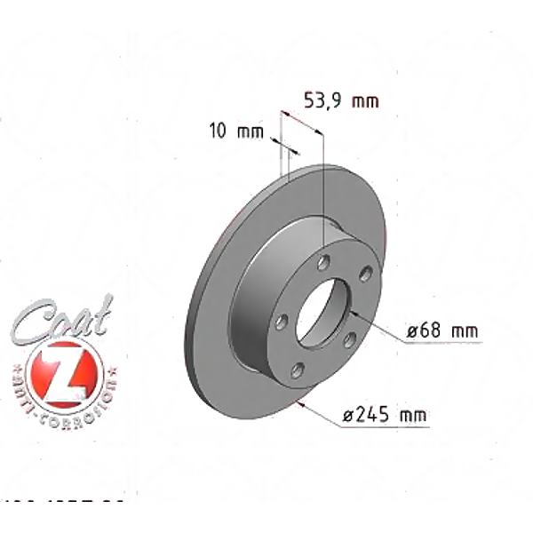 ZIMMERMANN 100.1237.20 (4B0615601) диск торм Audi (Ауди) a6 c5 quattro 1.8t / 2.4 / 2.5tdi / 2.7t / 2.8 / 3.0 97- зад