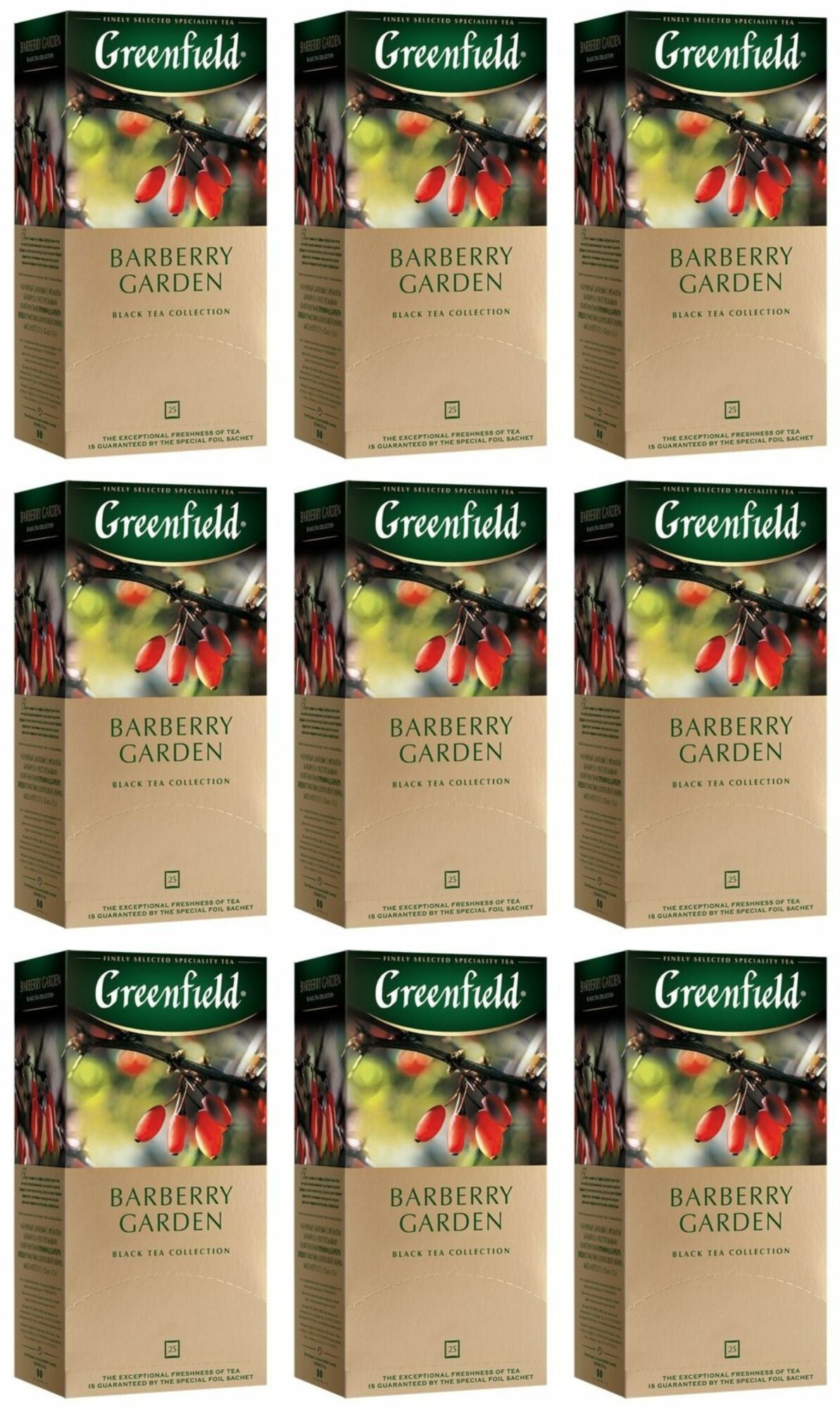 Greenfield Чай черный байховый Barberry Garden, 25 пакетиков, 9 уп