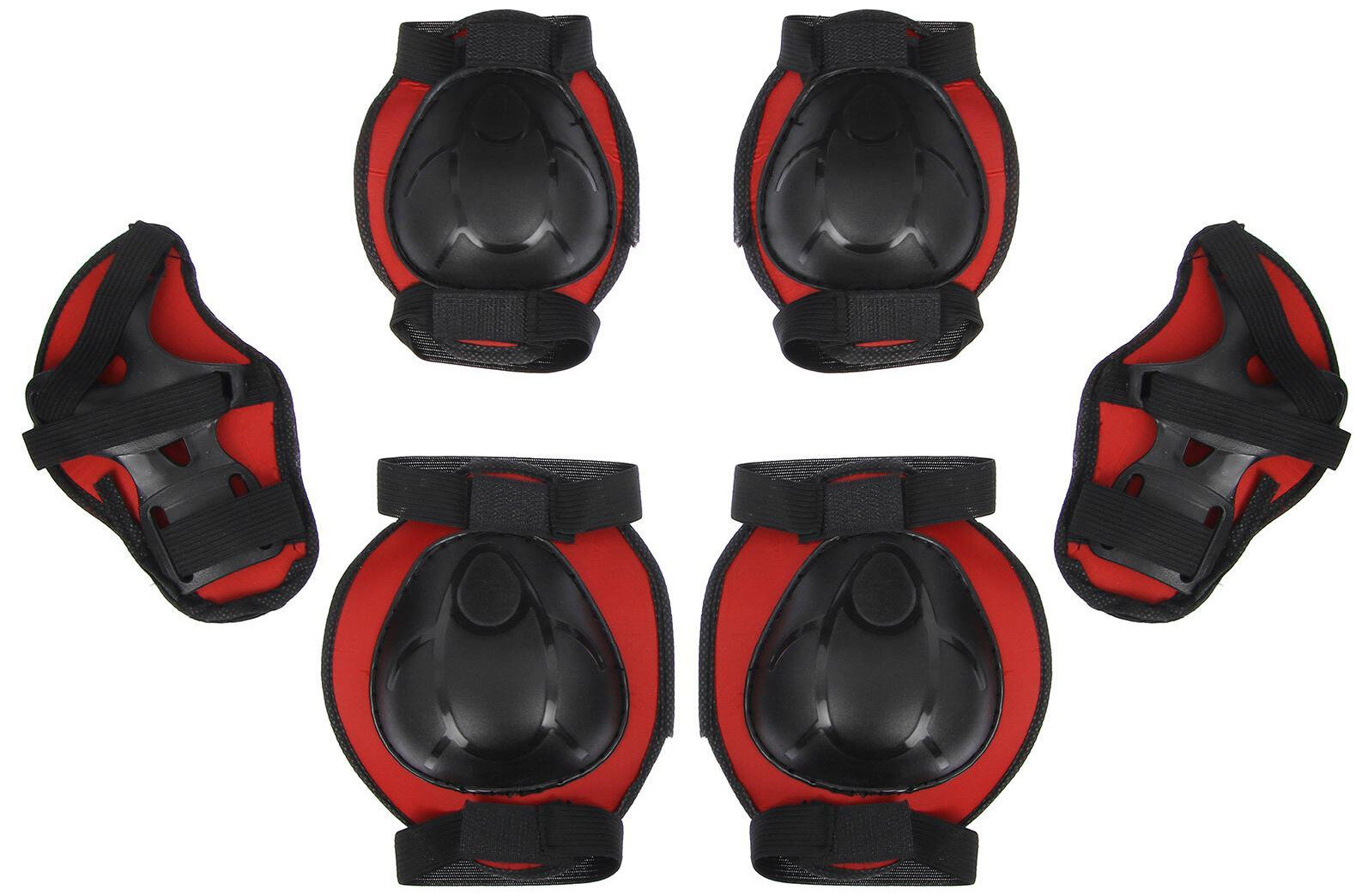 Детская защита для роликовых коньков, набор снаряжения для катания на роликах: наколенники, налокотники и защита на запястья (наладонники), размер S, цвет черно-красный