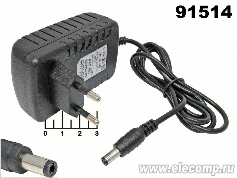 Блок питания 12V 2A 24W B0L024ESB Ecola (5.5*2.5/5.5*2.1)