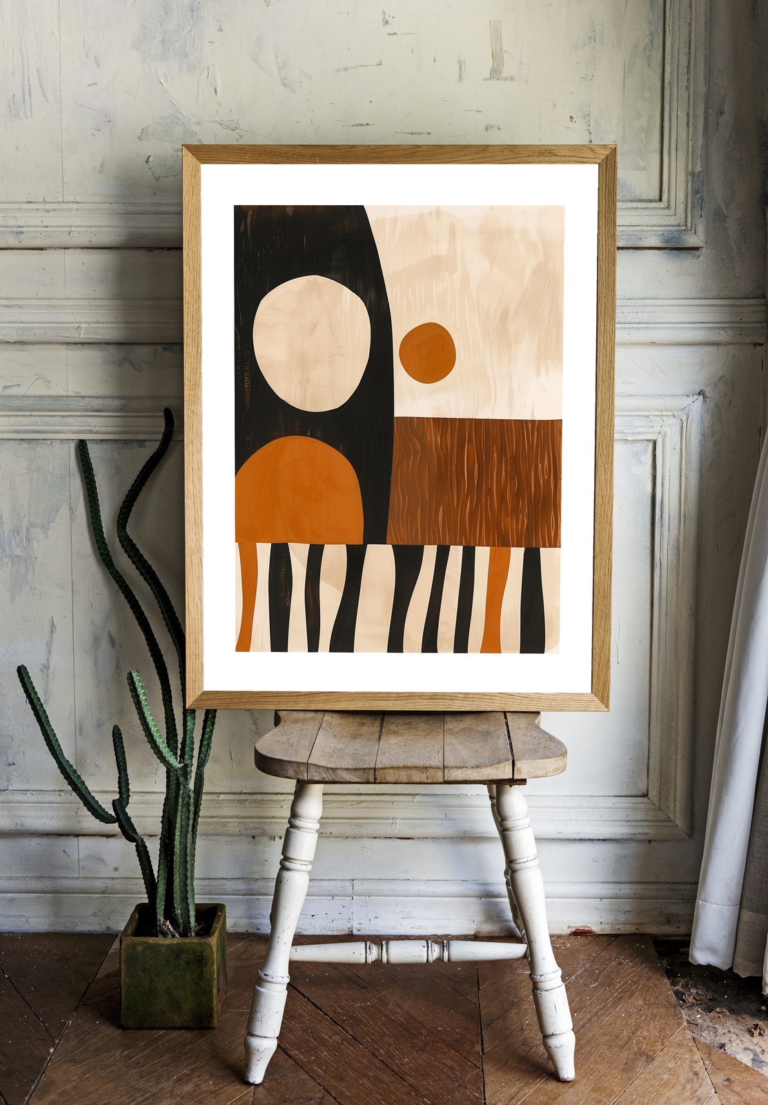 Постер "Абстракция с кругами и линиями" 50x70 без рамы