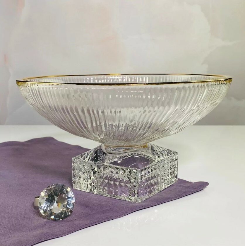 Фруктовница 21,5см на ножке Стекло 200-130 118-200-130