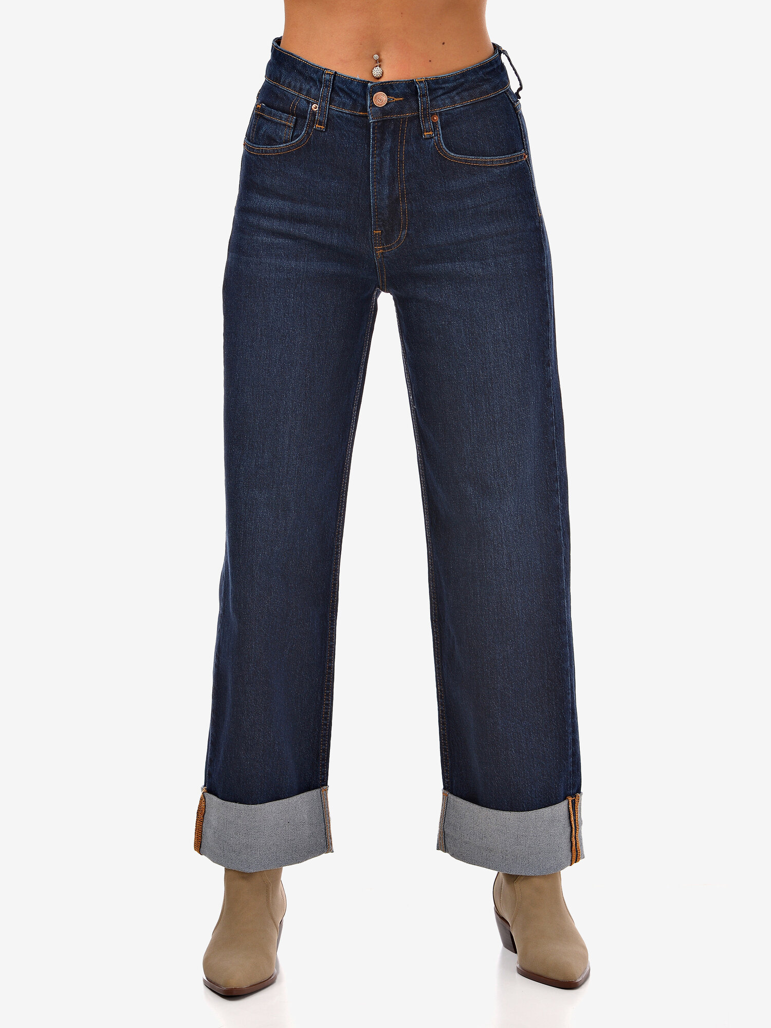 Джинсы Женские джинсы с подворотом 