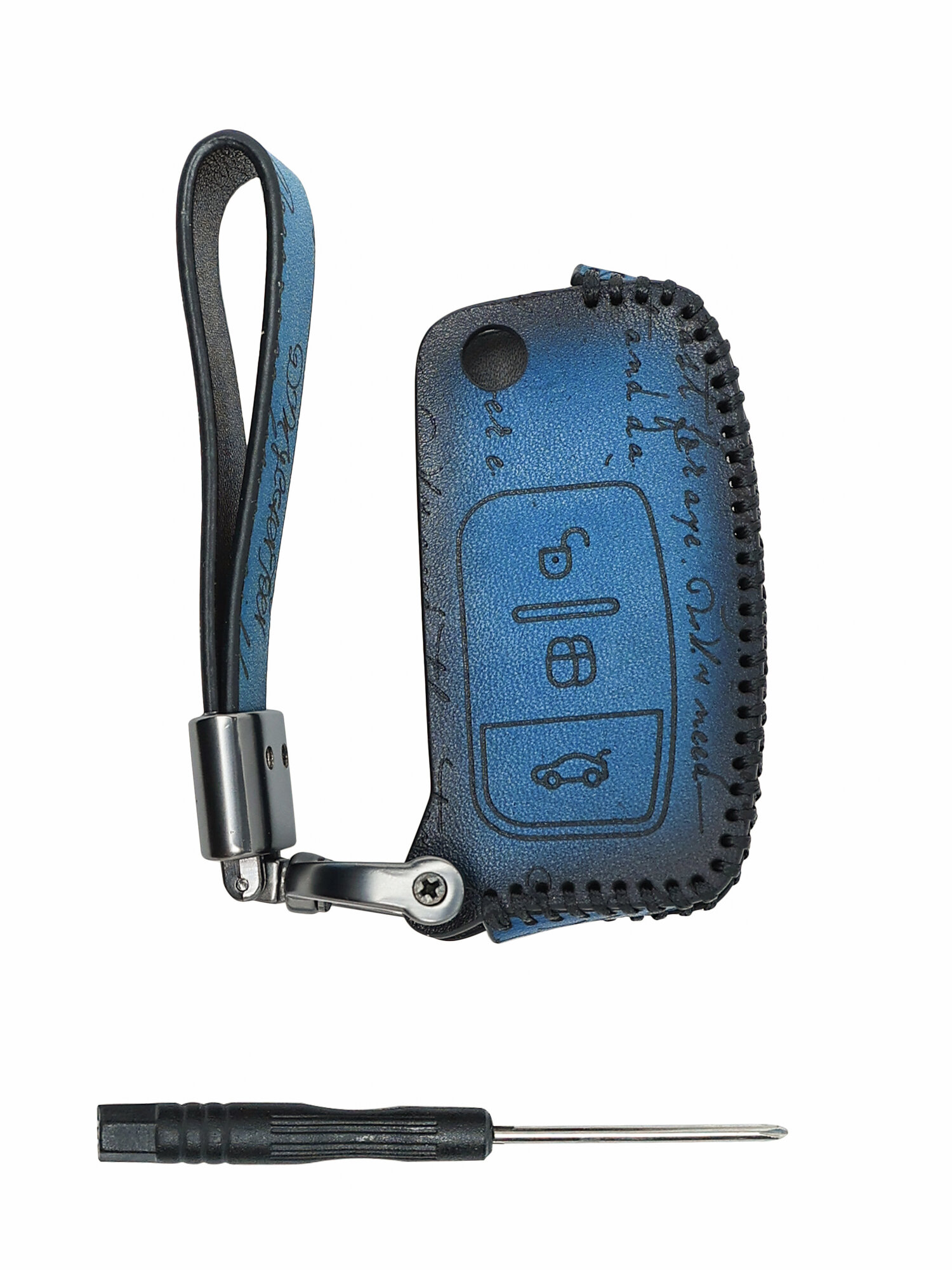 Чехол для автомобильного ключа Ford (Форд) Цвет Синий Нить Черная