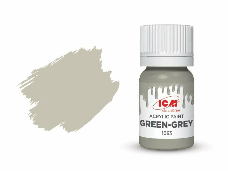 Акриловая краска ICM, цвет Серо-зеленый (Green-Grey), 12 мл
