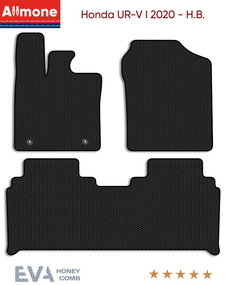 Eva сота коврики автомобильные для Honda UR-V 1 (suv) 2020 - Н. В. задний цельный, черные, эва, 3шт / Хонда