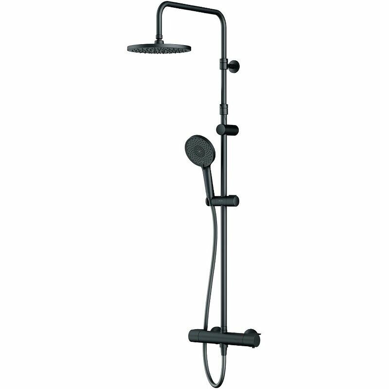 Душевая система AM.PM X-Joy F0785A422 стойка с тропическим душем, термостатом, смесителем, черная матовая
