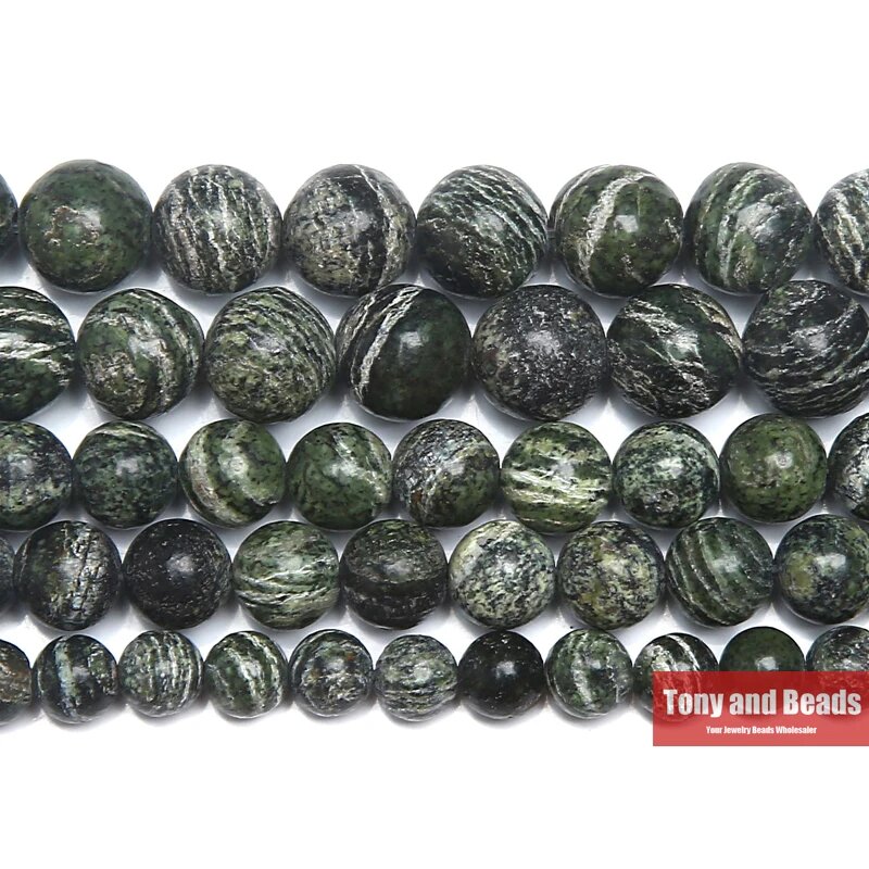 Зеленая яшма, круглые бусины Tony and Beads 4-12 мм 8mm 45 to 48pcs