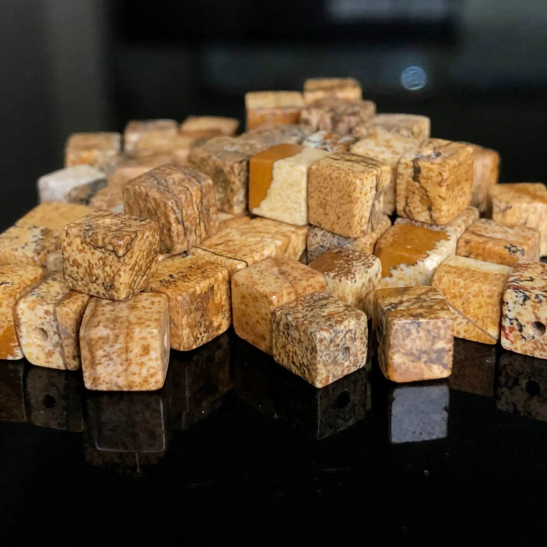 LNMBII Кубические бусины из натурального камня 4/6/8 мм 4mm about 91pcs, PICTURE STONE