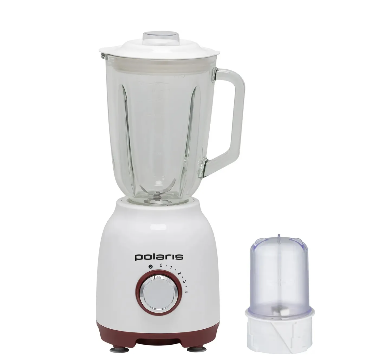 Блендер Polaris PTB 0821G, стационарный, мощность 800 Вт, белый/красный