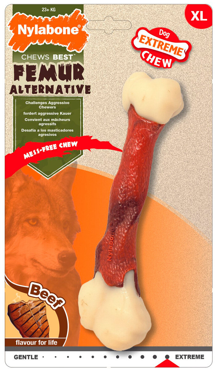 Для жевания Игрушка для собак Nylabone Extreme Chew Femur Beef Flavour бедренная кость экстра-жесткая с ароматом говядины XL