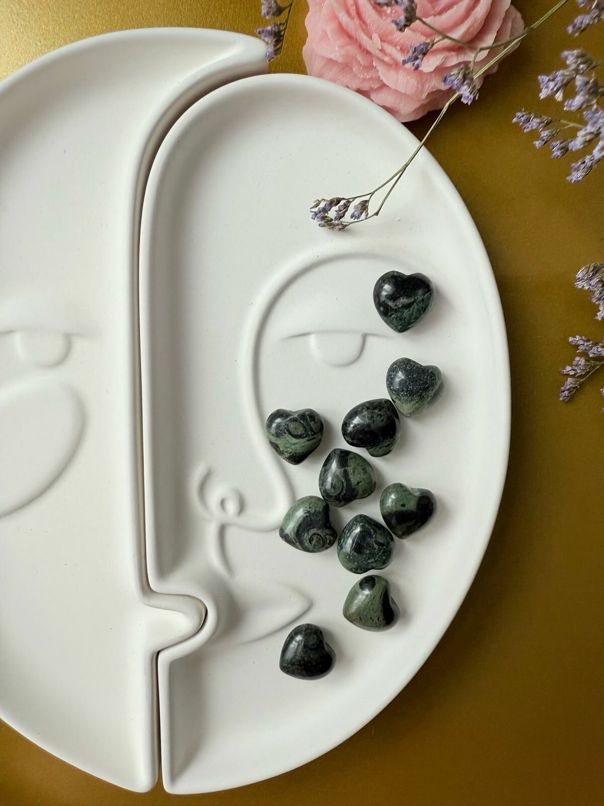 Сердце из Яшмы "Камбаба" (7 г, Африка, Гладкий, 20х20 мм, Зелёный)