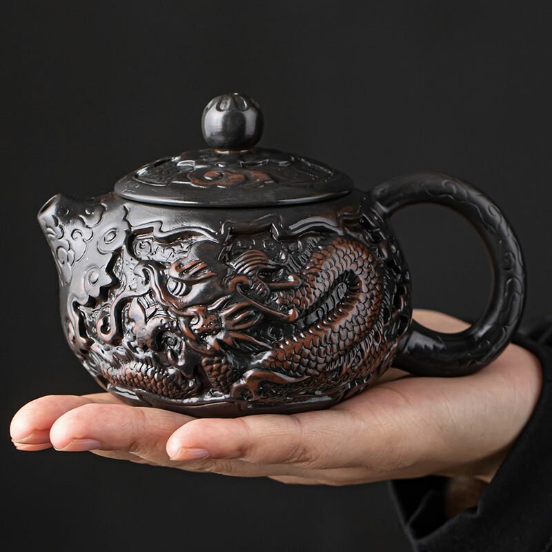 Заварочный чайник из пурпурной керамики Jianshui для чая пуэр, черного и китайского чая ручная работа с металлической текстурой и идеальной подачей воды