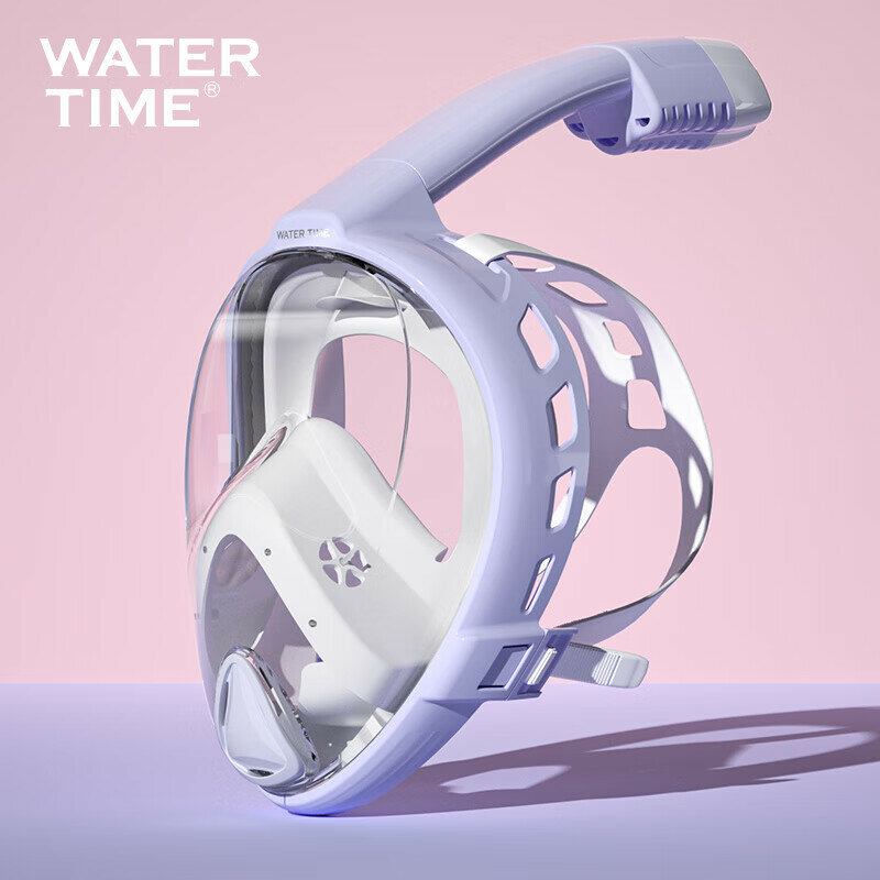 WATERTIME/Shuichuan Diving Mask, Diving Equipment Three-Piece Set, Diving Mask, Underwater Respirator, Soft Mist Purple, M
