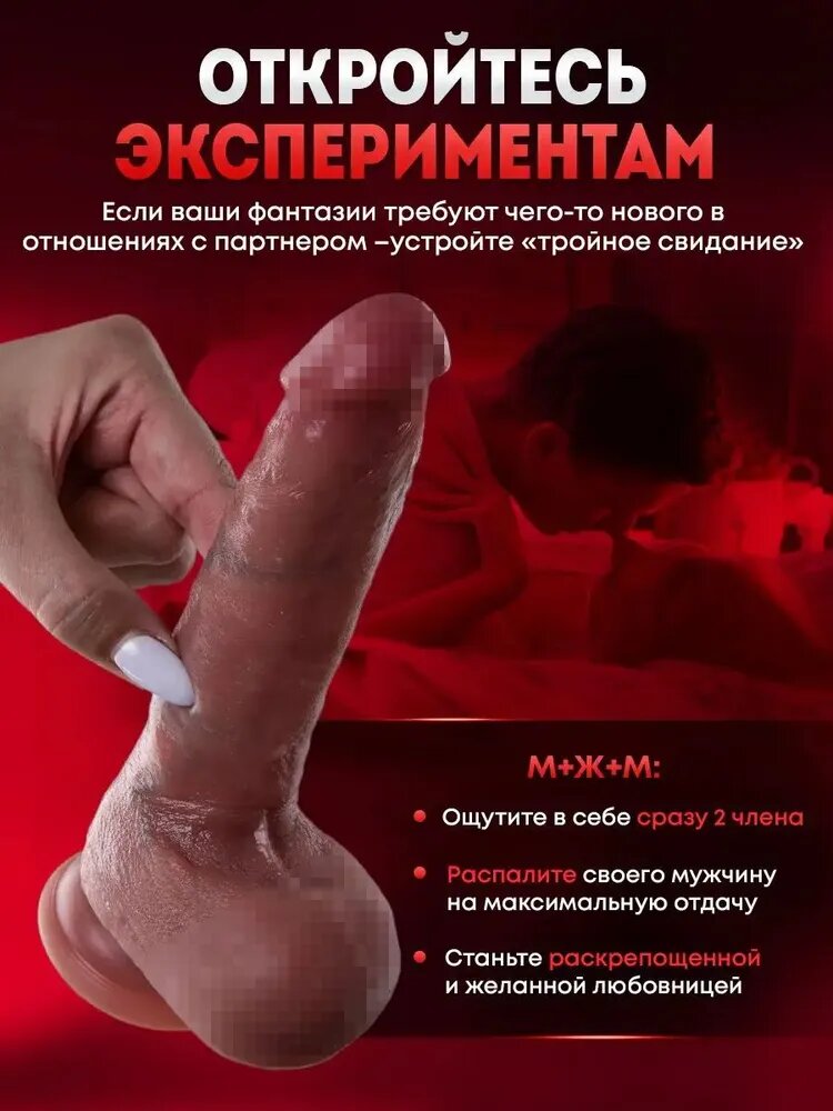 Фаллоимитатор для женщин реалистичный / дилдо резиновый член на присоске 18+