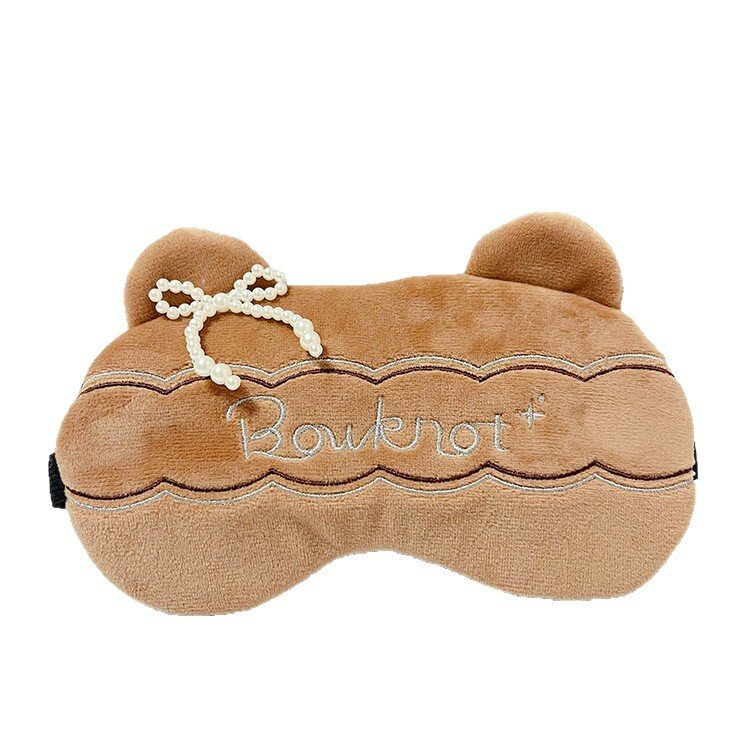 Милая маска для сна с зайчиком и жемчужным бантом для детей и взрослых. Мягкая плюшевая маска для сна с изображением мультяшного животного. Регулируемая повязка для сна, сна и путешествий. 1 шт.