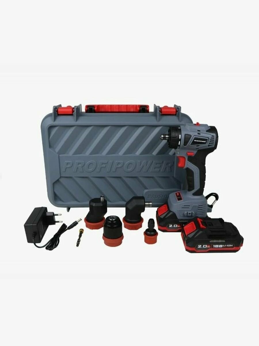 Аккумуляторный бесщеточный шуруповерт со сменными насадками PROFIPOWER MKBL-18BM (18В, 45Нм, Li-ion-2шт, 2.0Ач, 0,8-10мм, бита, З/У, в кейсе)