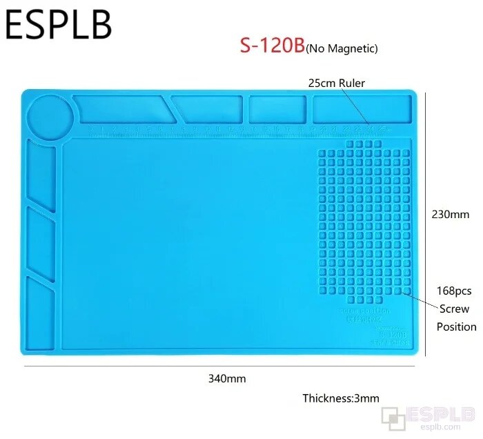 Синий термостойкий коврик для пайки ESPLB Heat Insulation Repair Pad 20cm No Magnetic