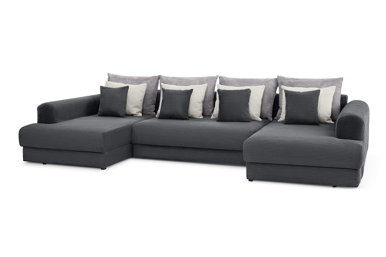 Угловой диван-кровать SOLANA Мэдисон, вельвет, 342х84х179, с универсальным углом, цвет темно-серый