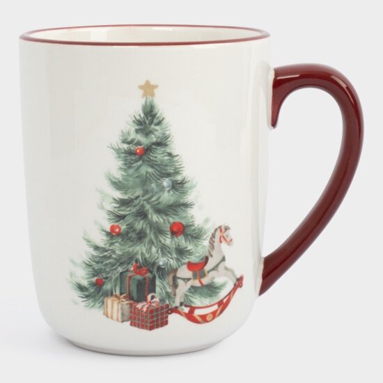 Кружка Anna Lafarg Festival Лошадка у елки 540 мл, керамика, красный (ANLAF-FDH-0303-12)